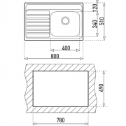800.510 1C 1E I/D ⋆ Tarja de 1 tina y escurridor empotrable marca Teka